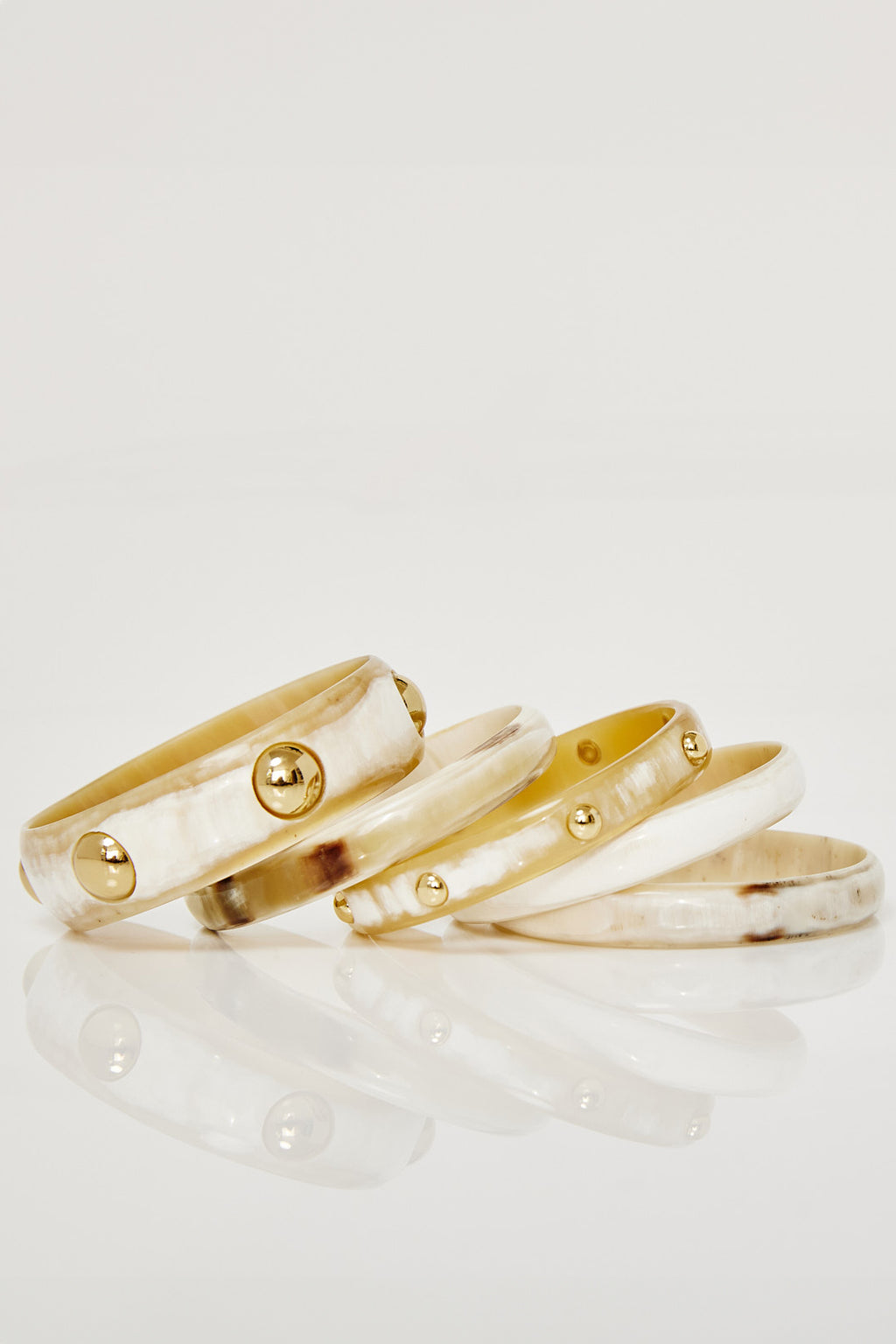 Natural Bangle Stack Set/5 – Lighter, Gold Stud – My Island Home